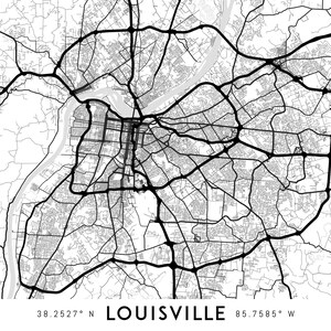 Louisville Kentucky Map Art Print: Detailed Cityscape (digital Download ...