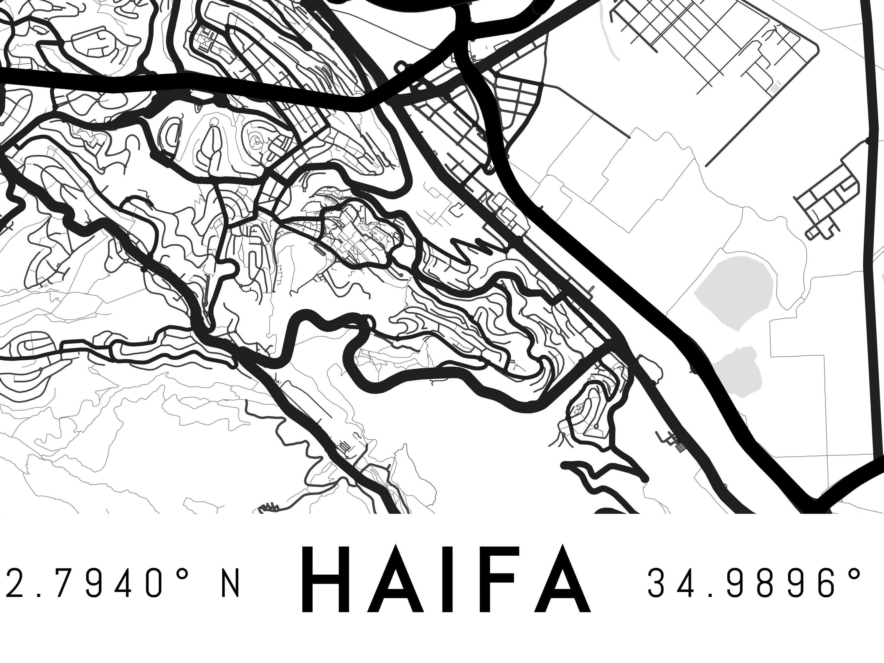 Haifa Map Print Haifa Print Haifa City Map Israel Map | Etsy
