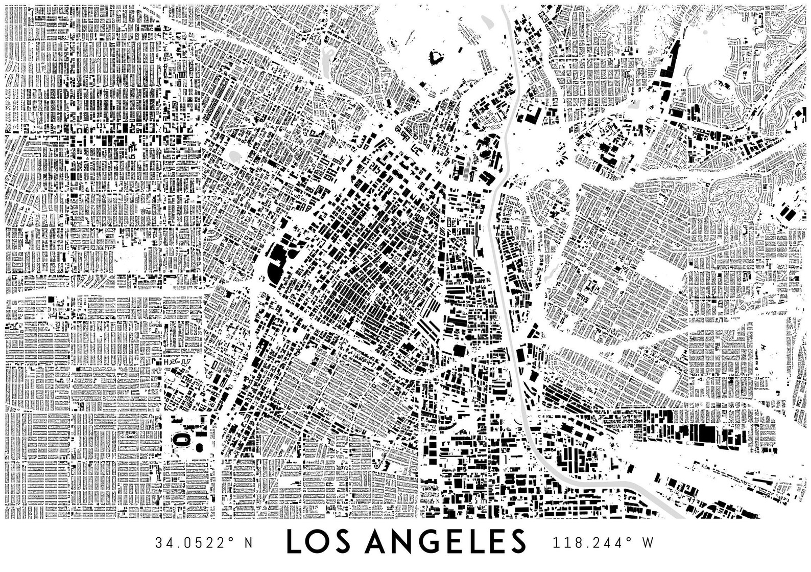 Los Angeles Map Print Printable California Map Art Los - Etsy