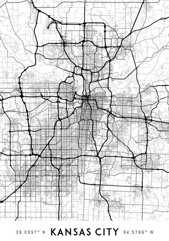 Kansas City Map Printable Kansas City, Missouri City Map Drawing By