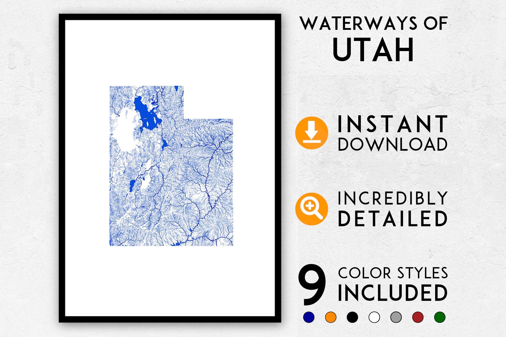 Utah Map Print Utah Print USA Map Utah Poster Utah Wall | Etsy
