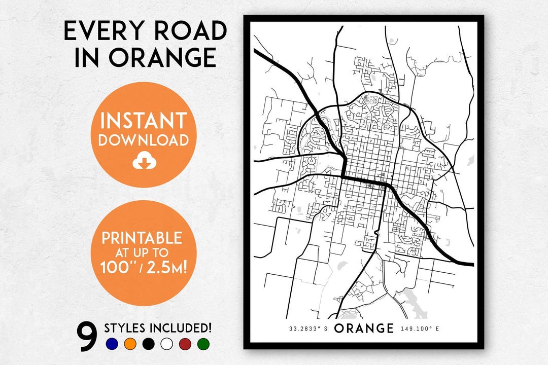 Orange NSW Map Print: Detailed City Art (digital Download) - Etsy