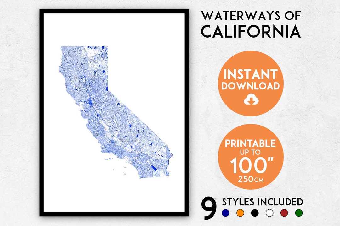 California Map Print, California Print, California Poster, California ...