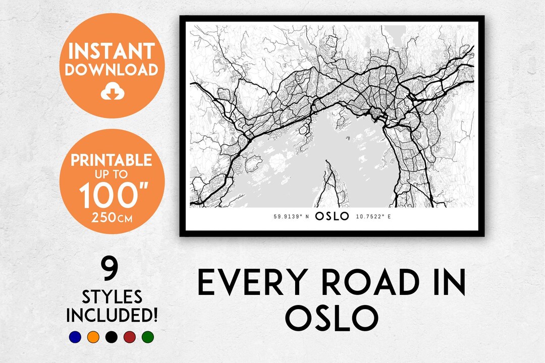 Oslo Map Print, Printable Oslo Map Art, Oslo Print, Norway Map, Oslo ...