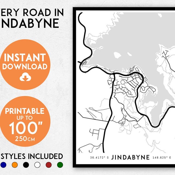 Jindabyne Map Art - Etsy