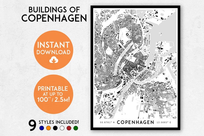 Copenhagen Map Print: Detailed Denmark City Art (digital Download) - Etsy