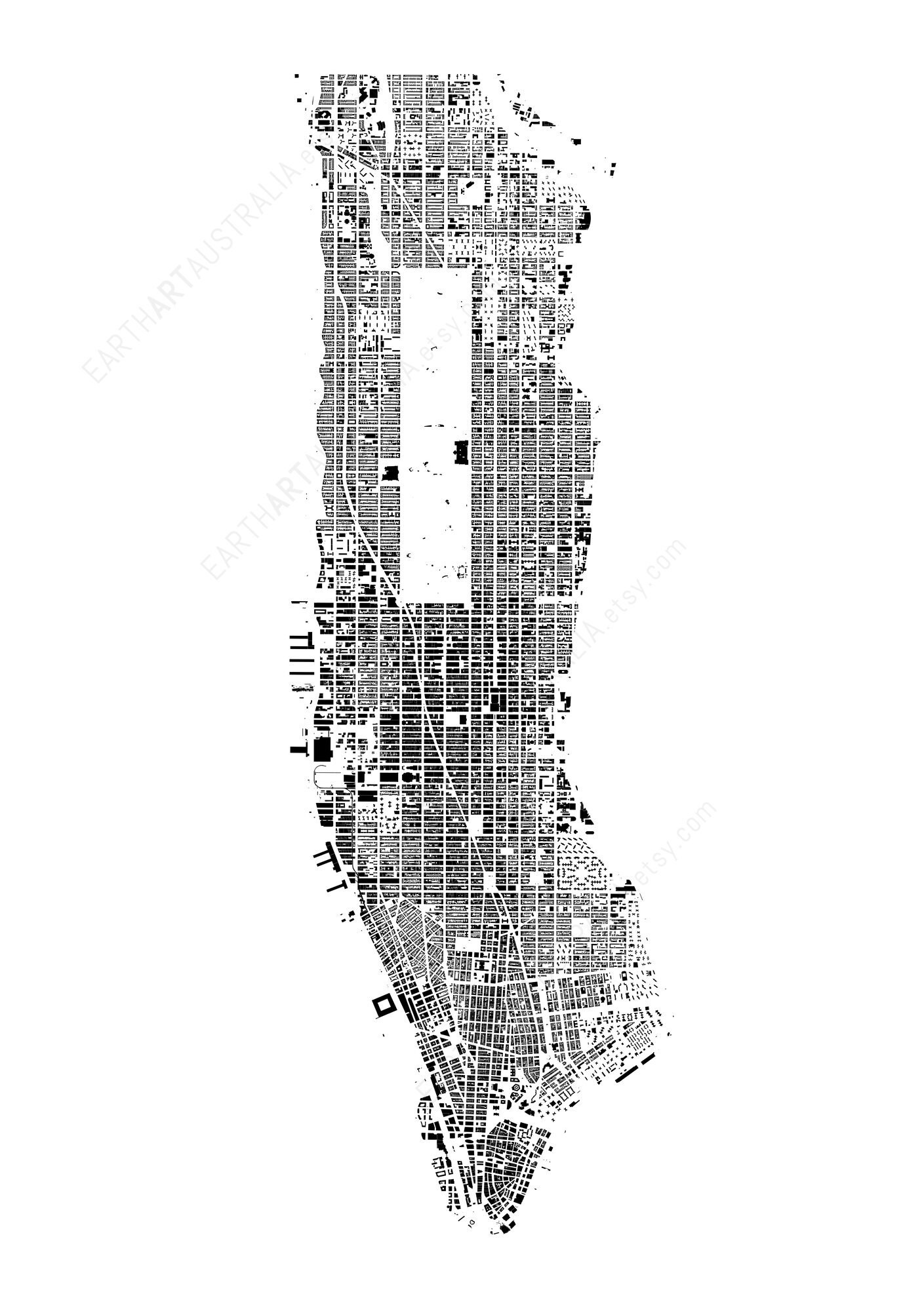 Manhattan Map Print New York Map Manhattan Print New York | Etsy