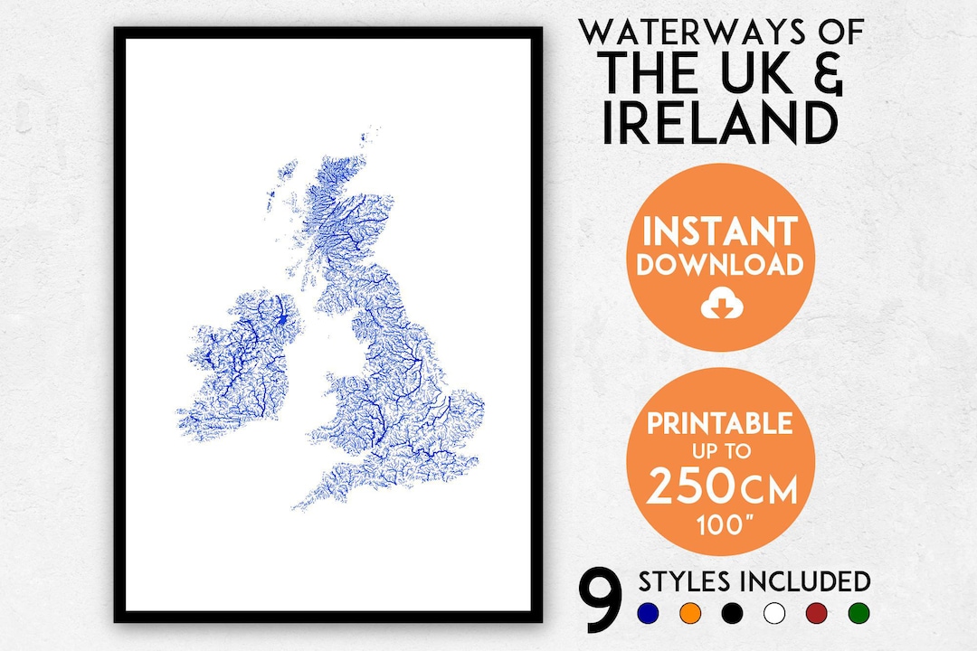 UK Map Art, Ireland Map, Printable UK Map Print, UK Print, England ...