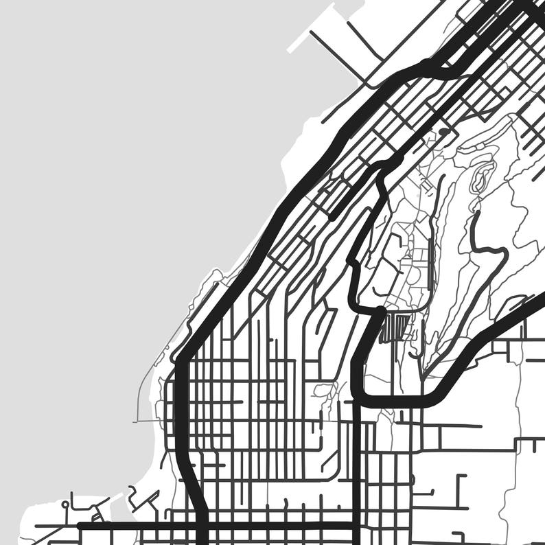 Bellingham Map Art Print: Detailed City Roads (digital Download) - Etsy