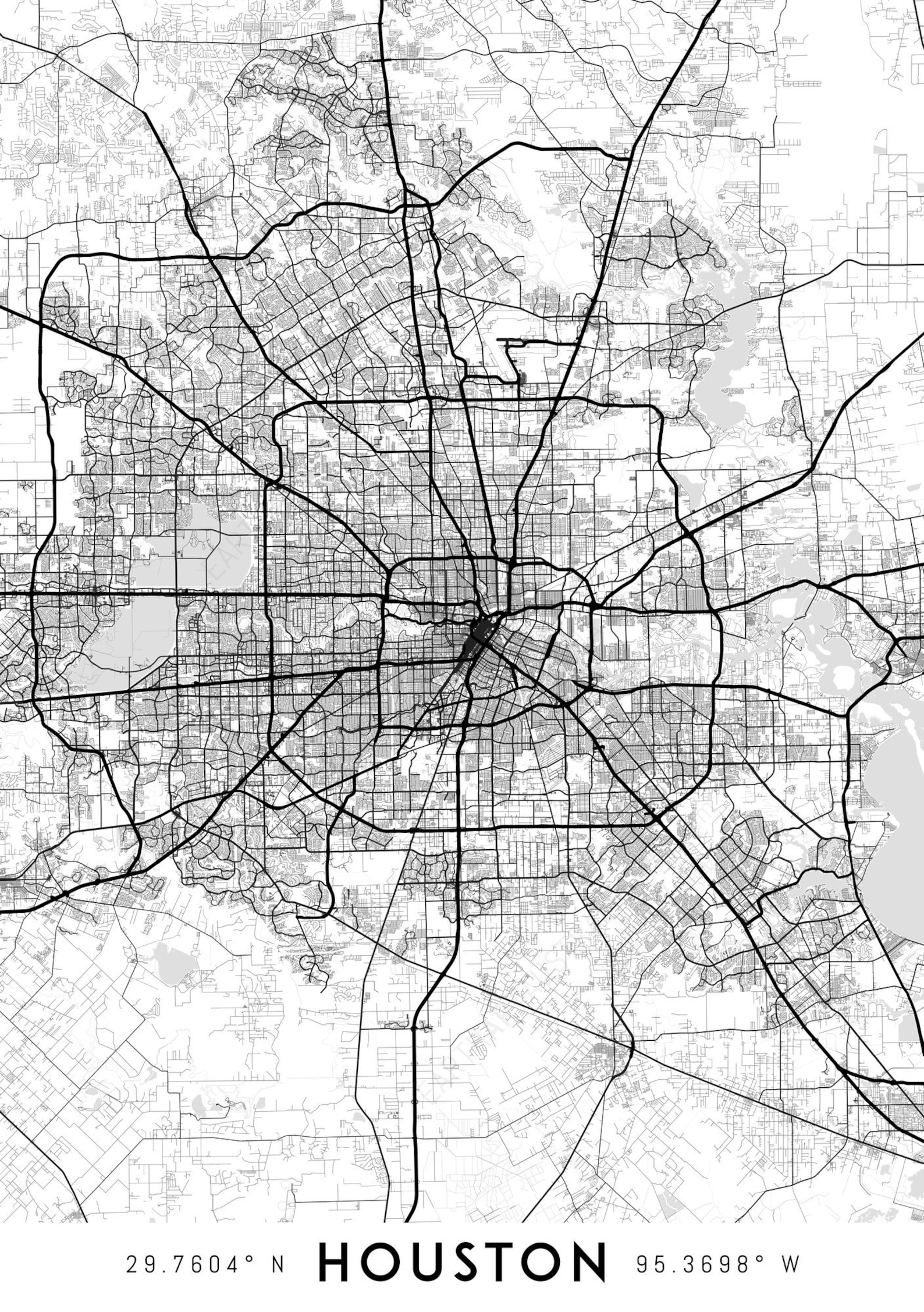 Houston Map Print Houston Print Houston City Map Houston - Etsy