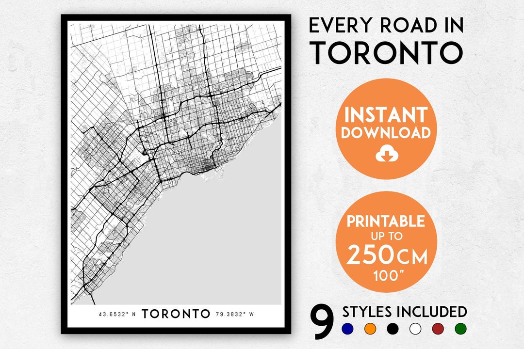 Toronto Map Print, Toronto Print, Toronto City Map, Canada Map, Toronto ...