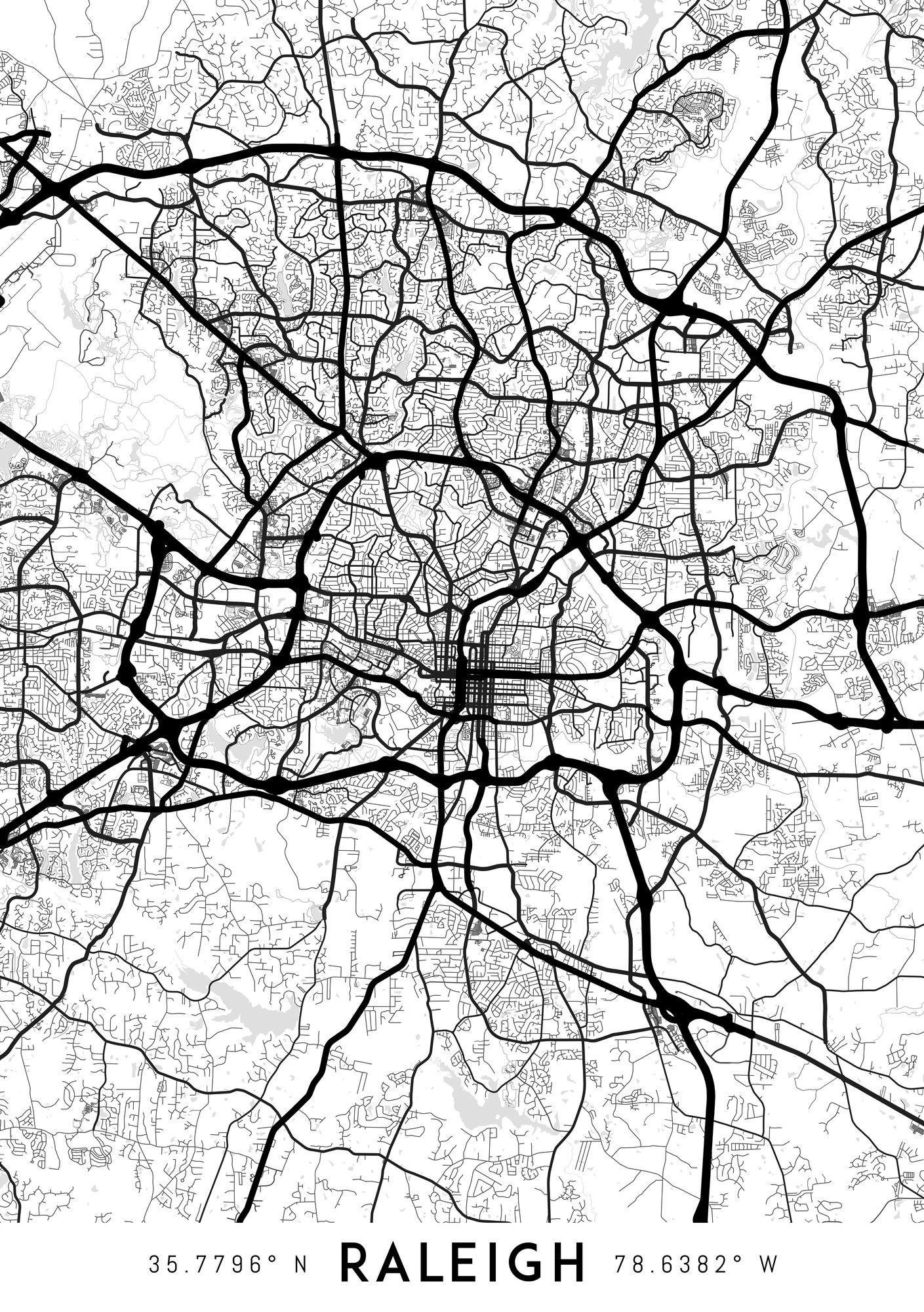 Raleigh Map Print Printable Raleigh Map Art Raleigh Print | Etsy