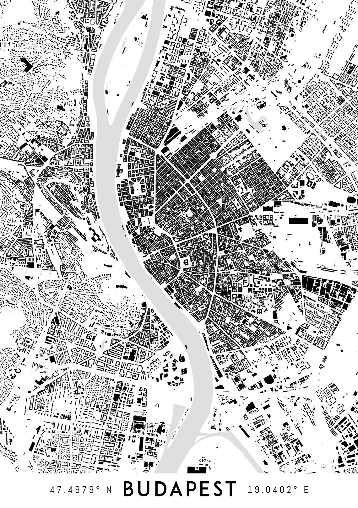 Budapest Map Print Budapest Print Hungary Art Budapest City | Etsy