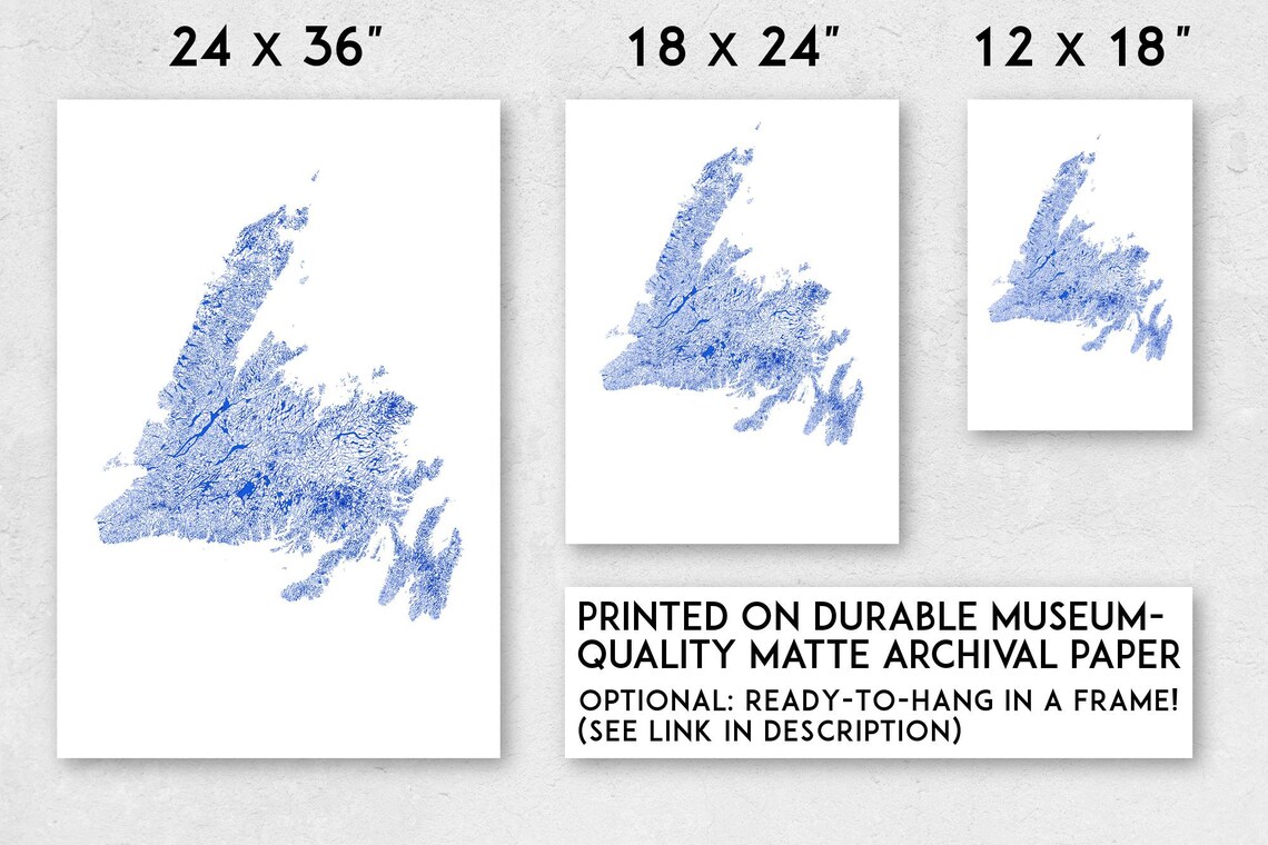 Waterways of Newfoundland Map Poster Newfoundland Print | Etsy