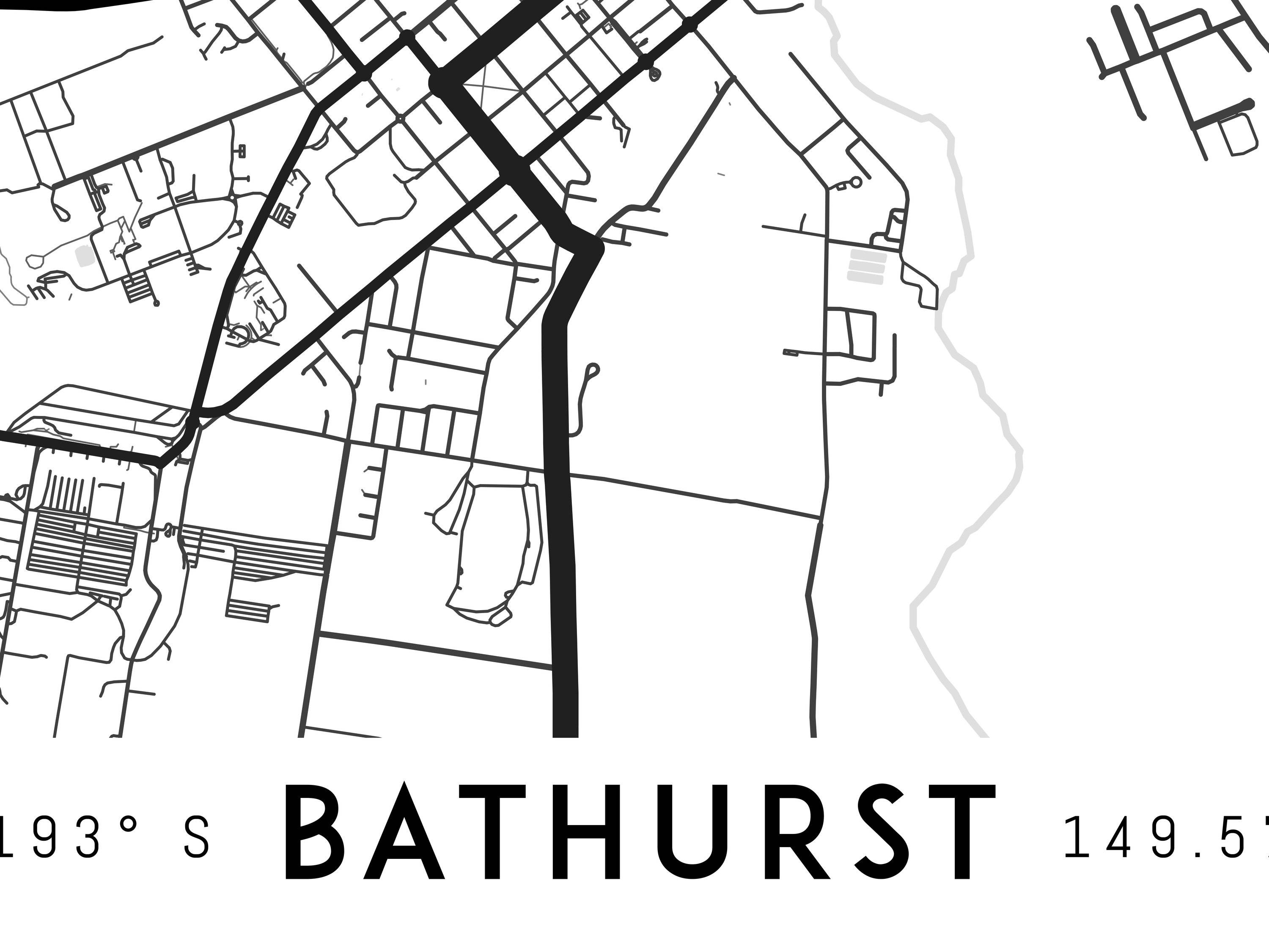 Bathurst Map Print Printable Bathurst Map Art Bathurst - Etsy Australia