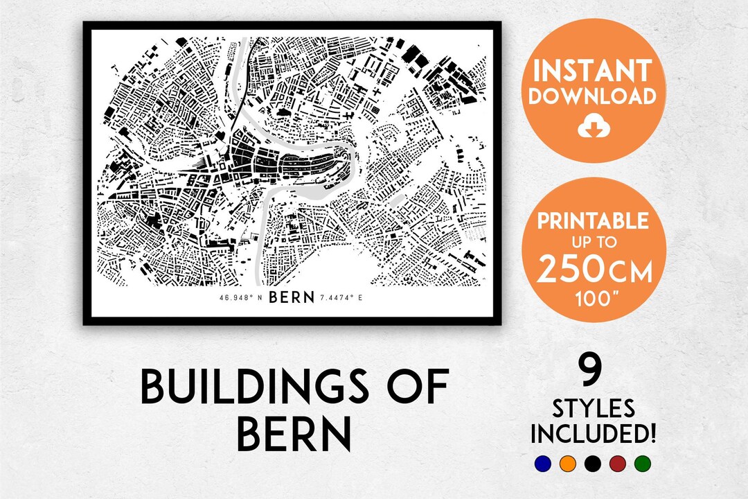 Bern Map Print, Bern Print, Bern City Map, Switzerland Map Print, Bern ...