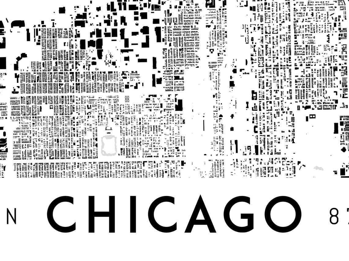 Chicago Buildings Map Print: Ultra-detailed Cityscape Wall Art - Etsy
