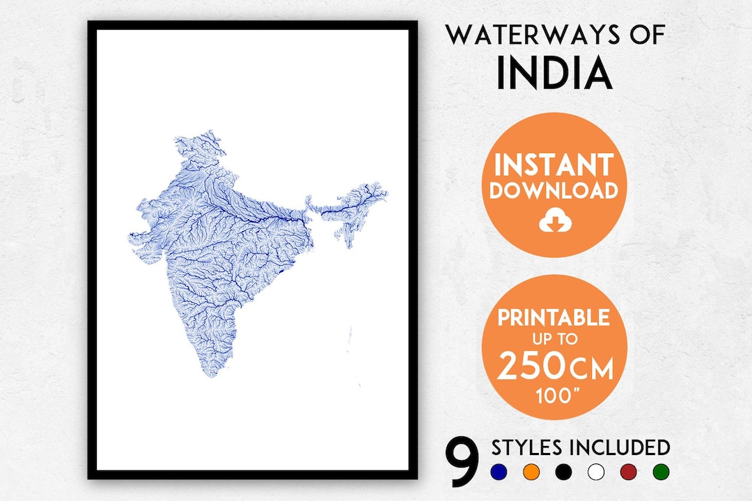 India Map Print, India Print, India Poster, India Wall Art, Map of ...