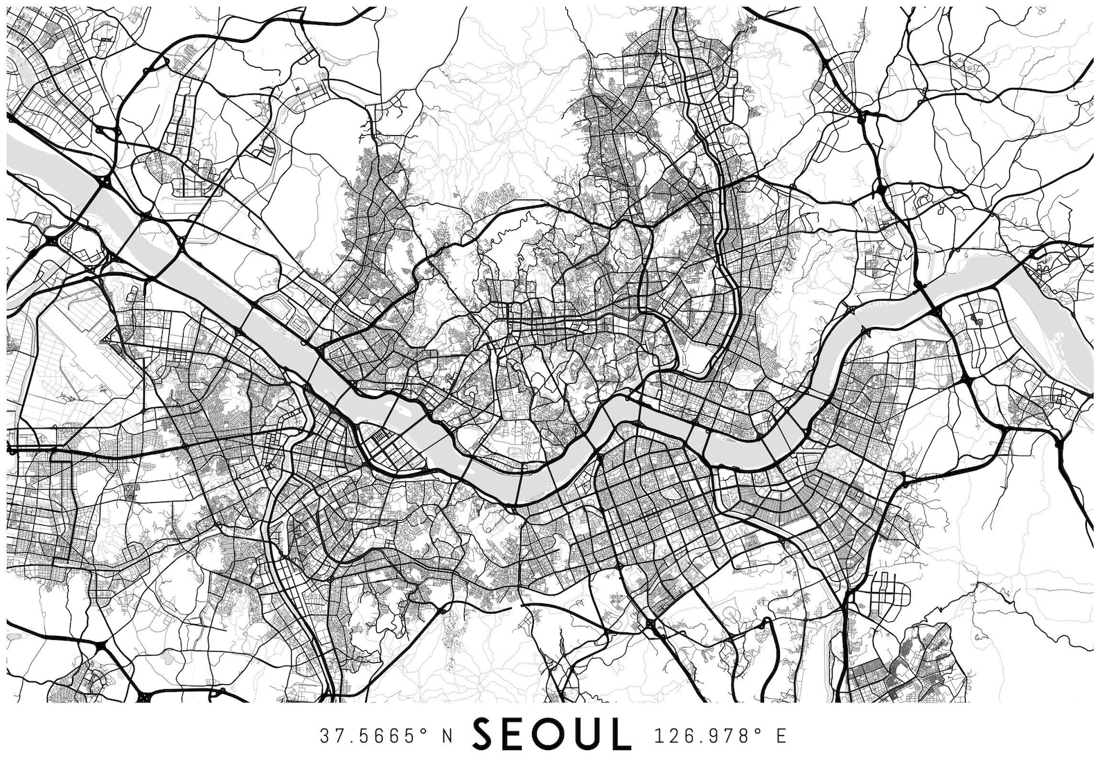 Seoul Map Print Printable Seoul Map Art Seoul Print Seoul - Etsy Canada