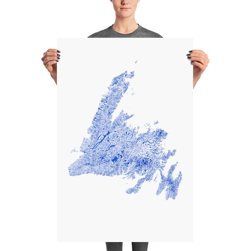 Waterways of Newfoundland Map Poster Newfoundland Print | Etsy