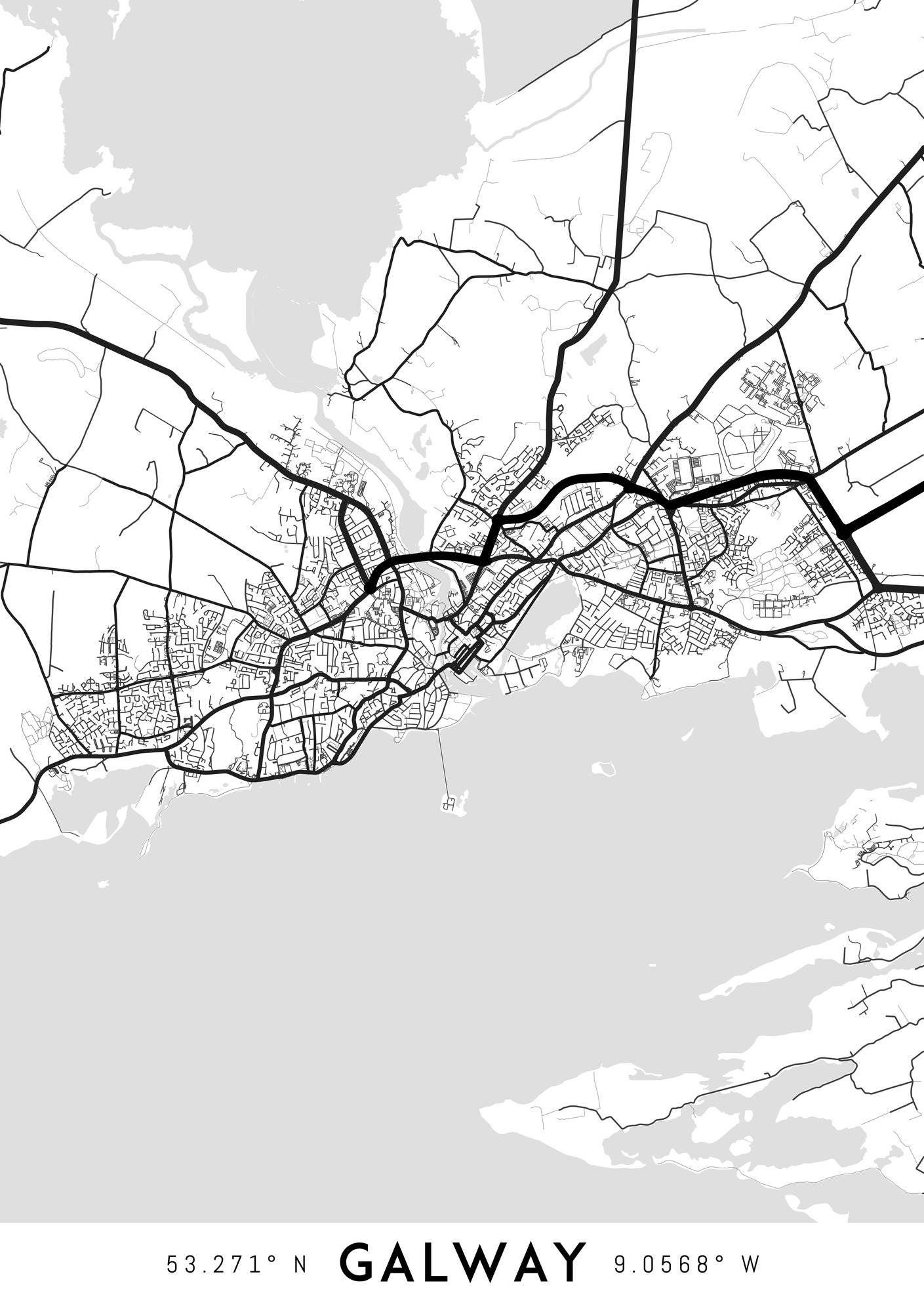 Galway Map Print Printable Galway Map Art Galway Print - Etsy