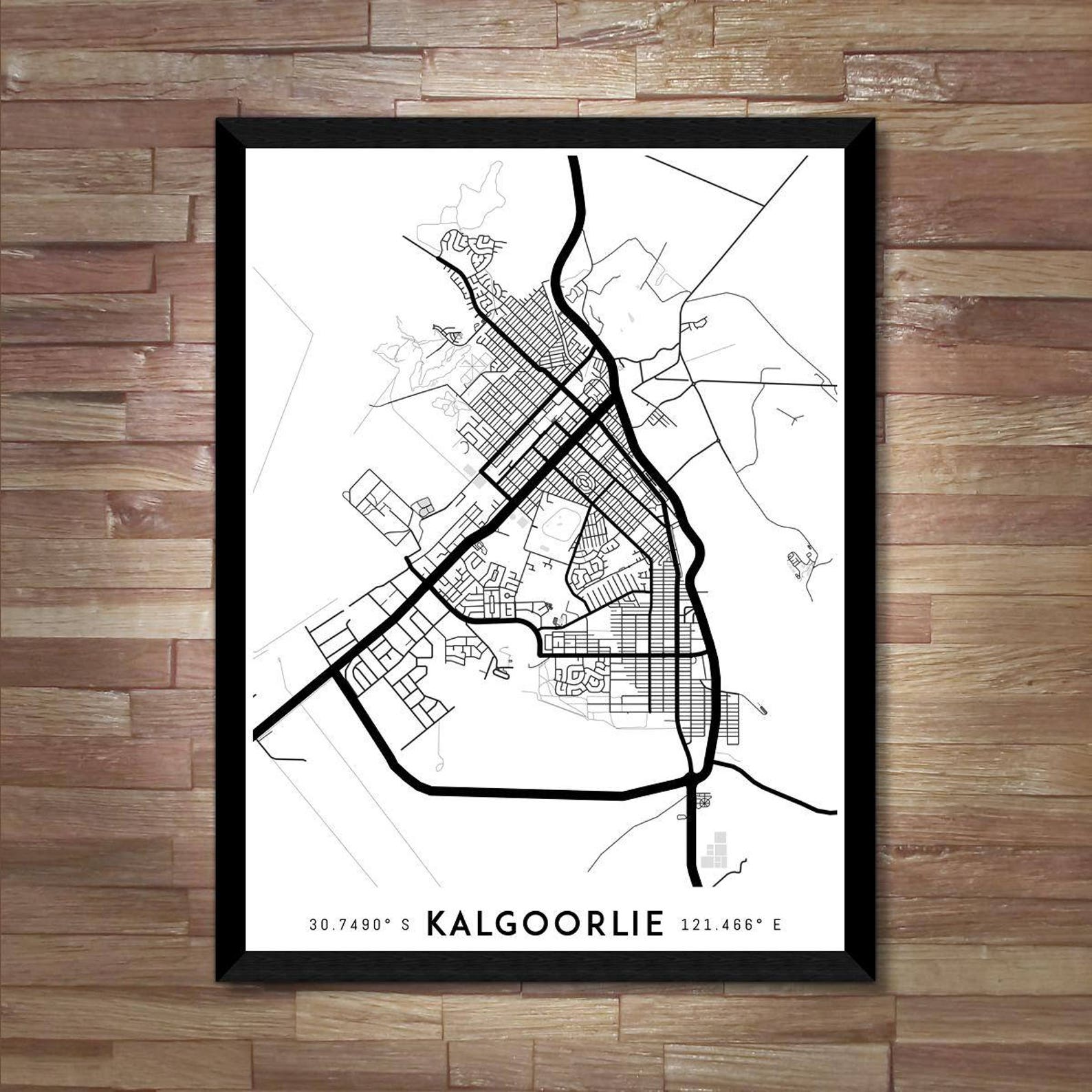 Kalgoorlie Map Print Printable Kalgoorlie Map Art Western | Etsy