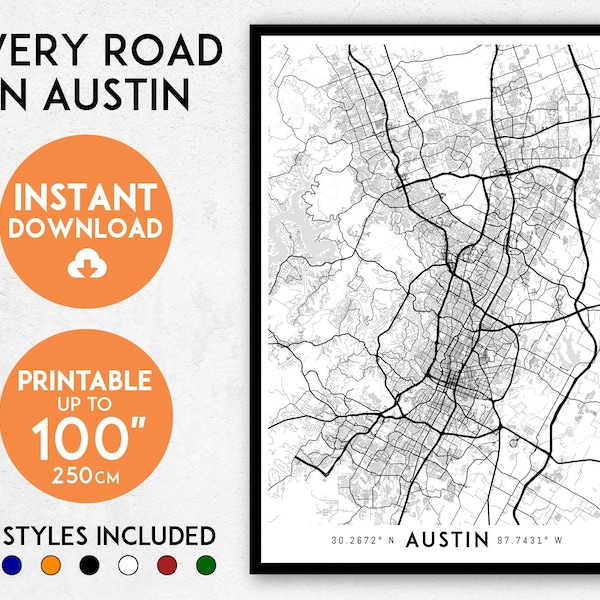 Austin Map - Etsy