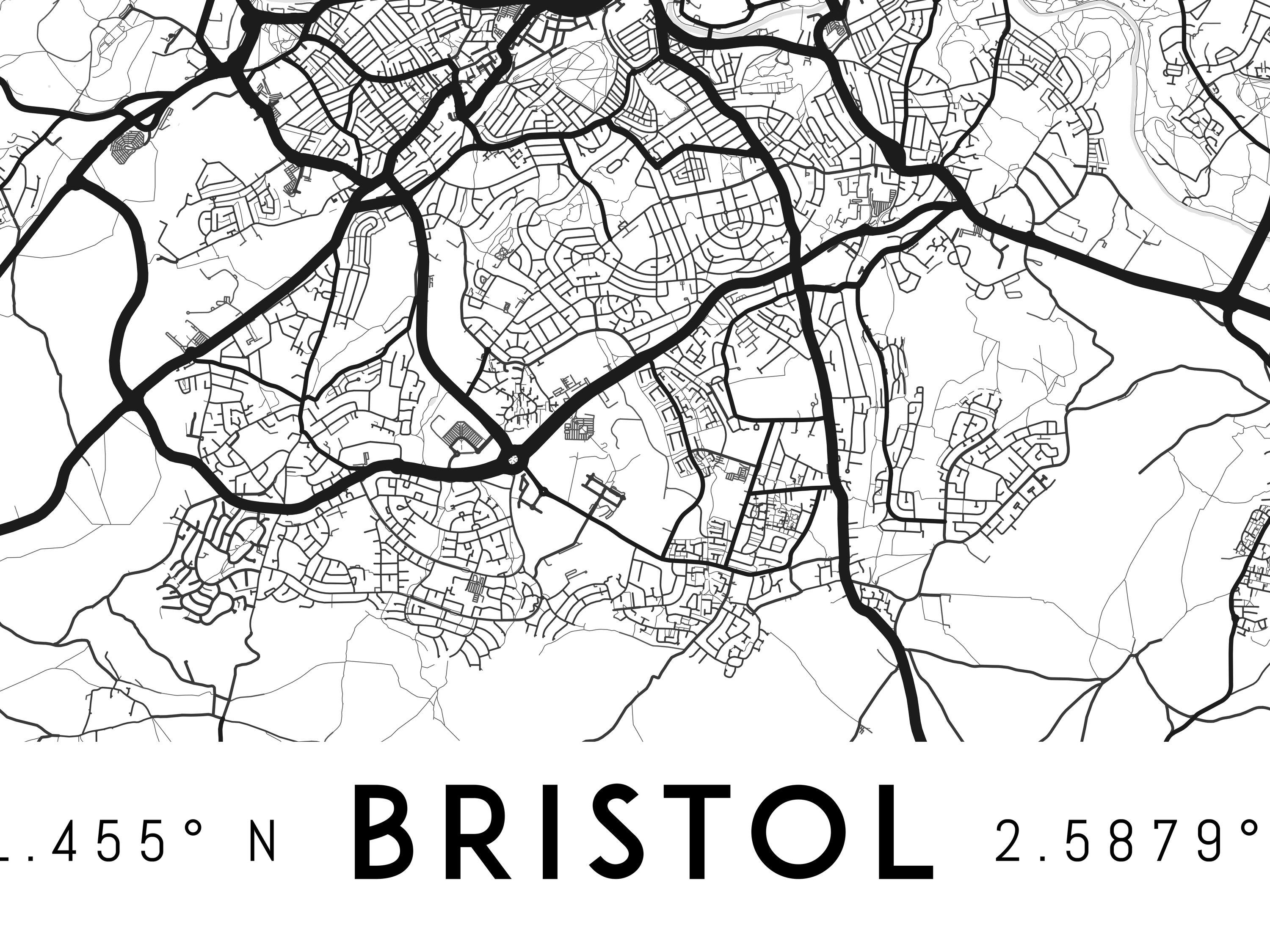 Bristol Map Print Printable Bristol Map Art Bristol Print | Etsy