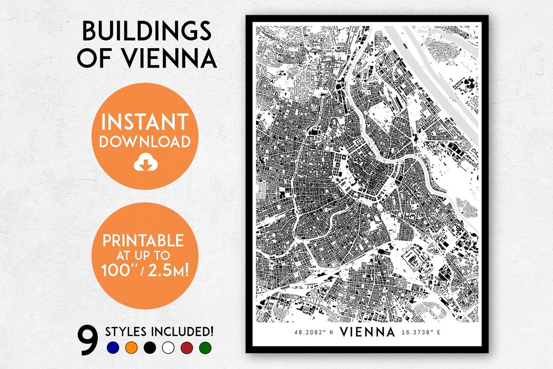 Vienna Map Print, Printable Vienna Map Art, Vienna Print, Austria Map ...