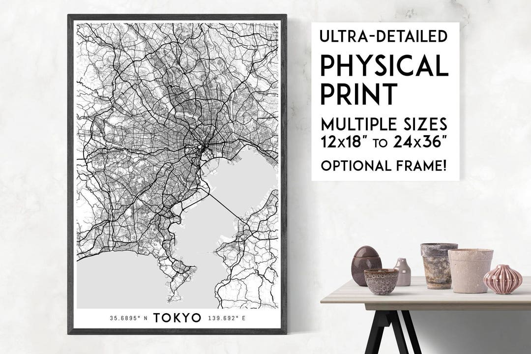 Tokyo Map Poster, Tokyo Print, Tokyo Map Print, Japan Print, Tokyo City ...