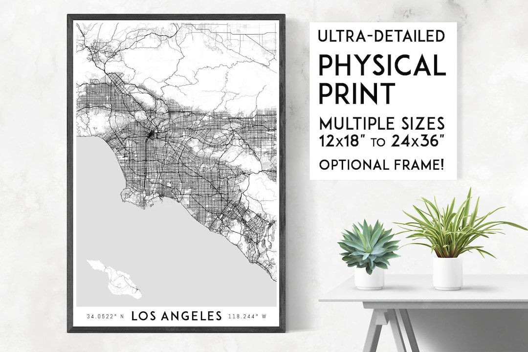 Every Road in Los Angeles Map Poster, LA Poster, LA Print, Los Angeles ...
