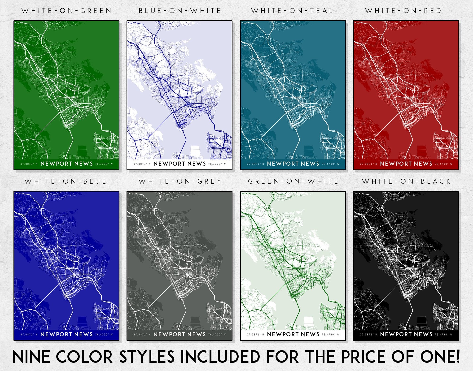 Newport News map print Newport News print Newport News city - Etsy.de