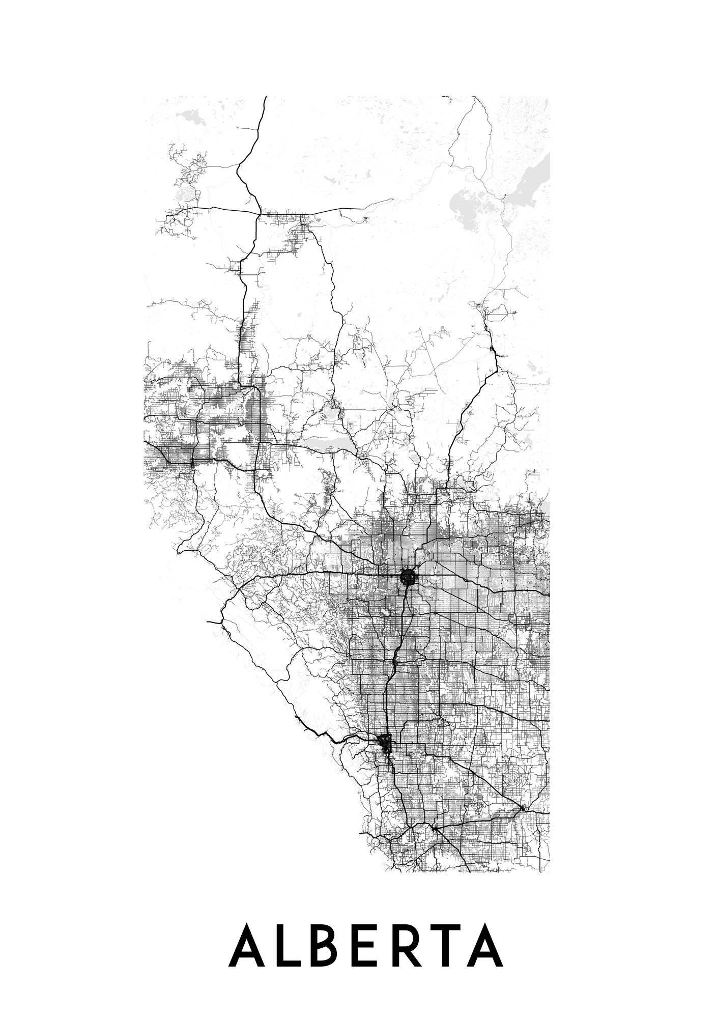 Alberta Map Print Printable Alberta Map Art Alberta Print - Etsy UK