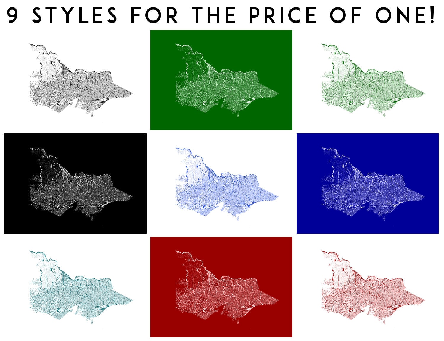 Victoria Map Print Printable Victoria Map Art Victoria | Etsy