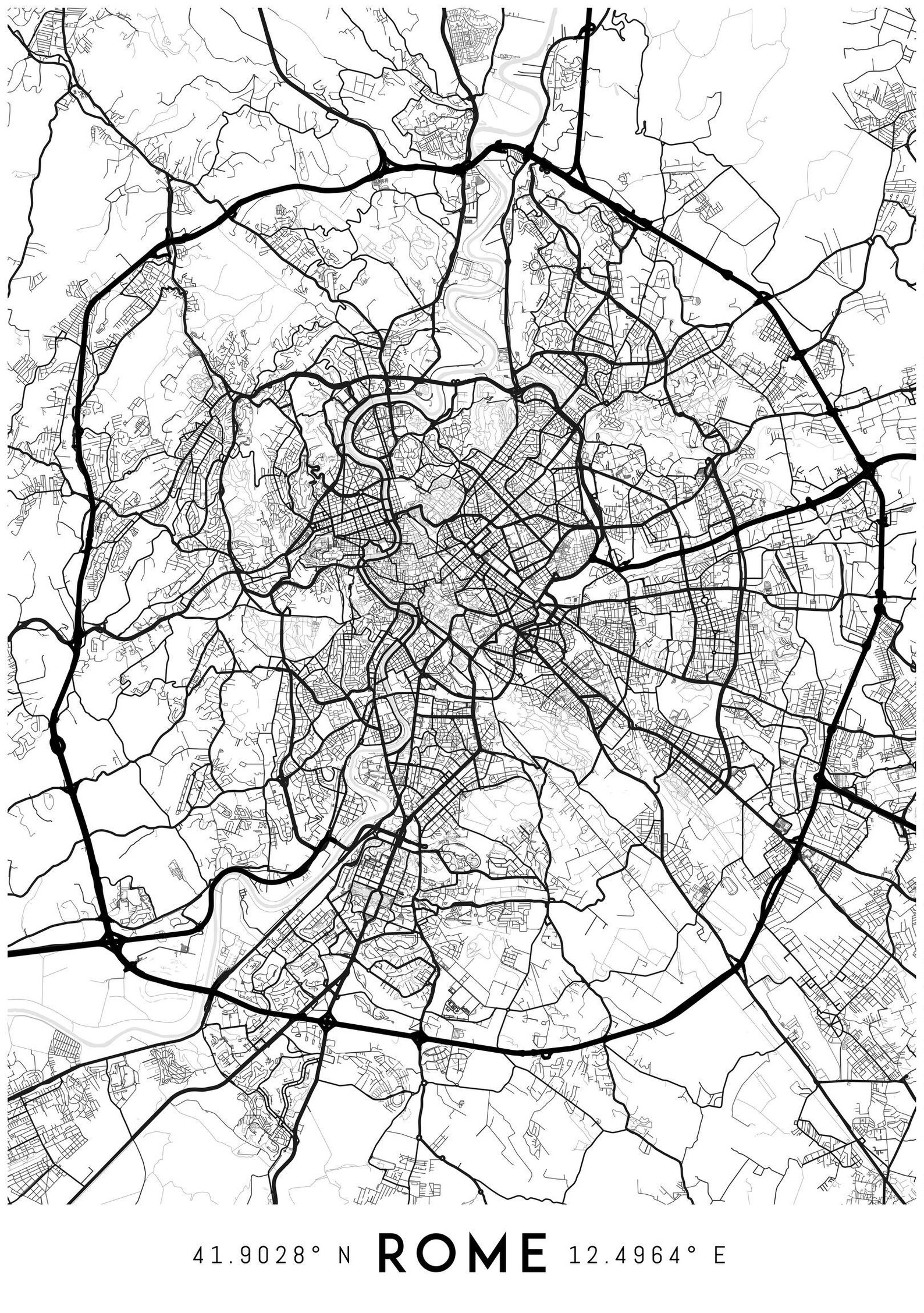 Rome Map Print Rome Print Rome City Map Rome Poster Italy - Etsy