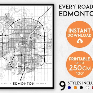 Edmonton Map Print, Edmonton Print, Edmonton City Map, Alberta Map ...