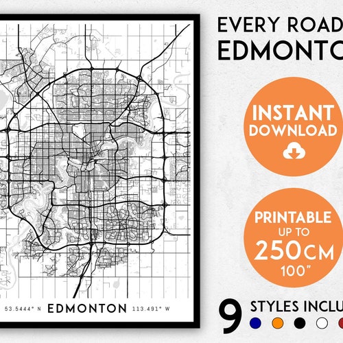 EDMONTON CITY MAP Fine Art Map Poster Modern Alberta - Etsy Canada