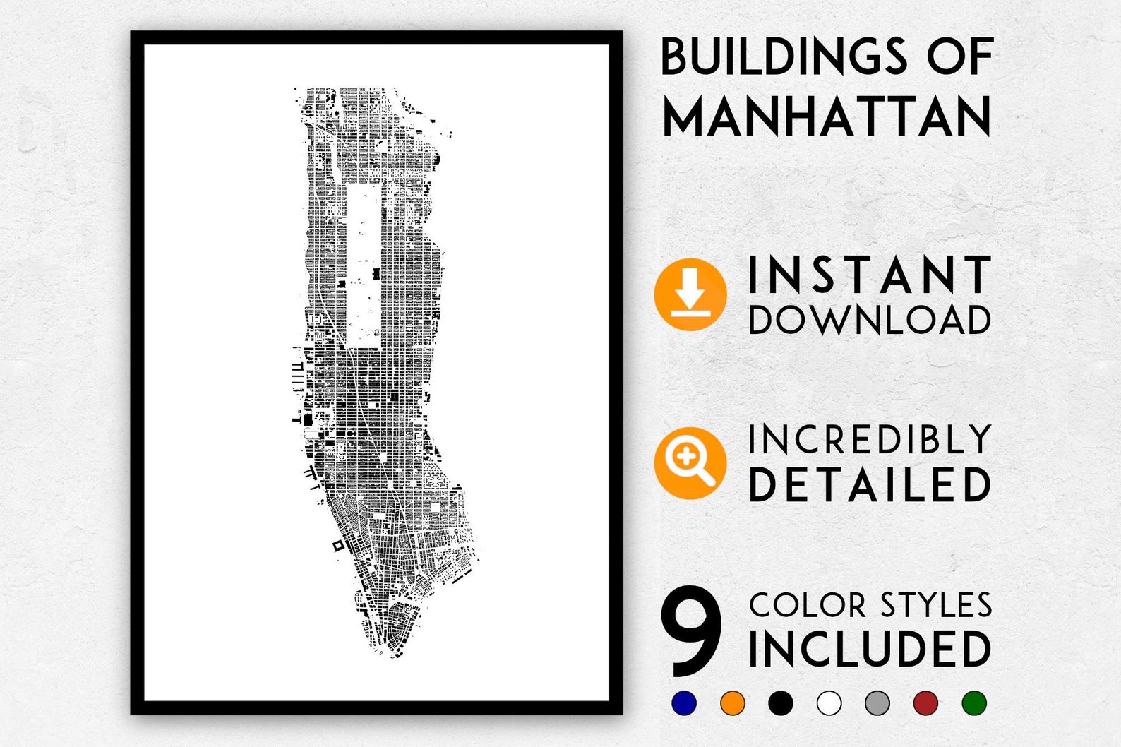 Manhattan Map Print New York Map Manhattan Print New York | Etsy