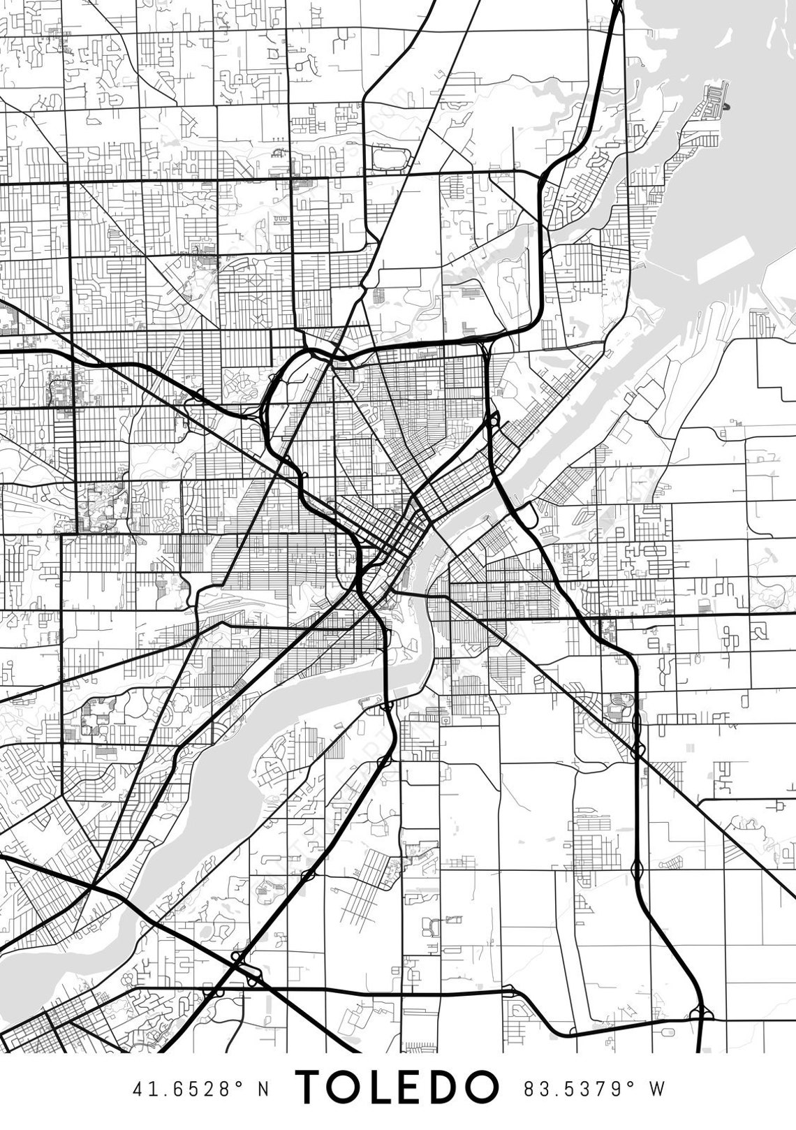 Toledo Map Print Toledo Print Toledo City Map Toledo - Etsy