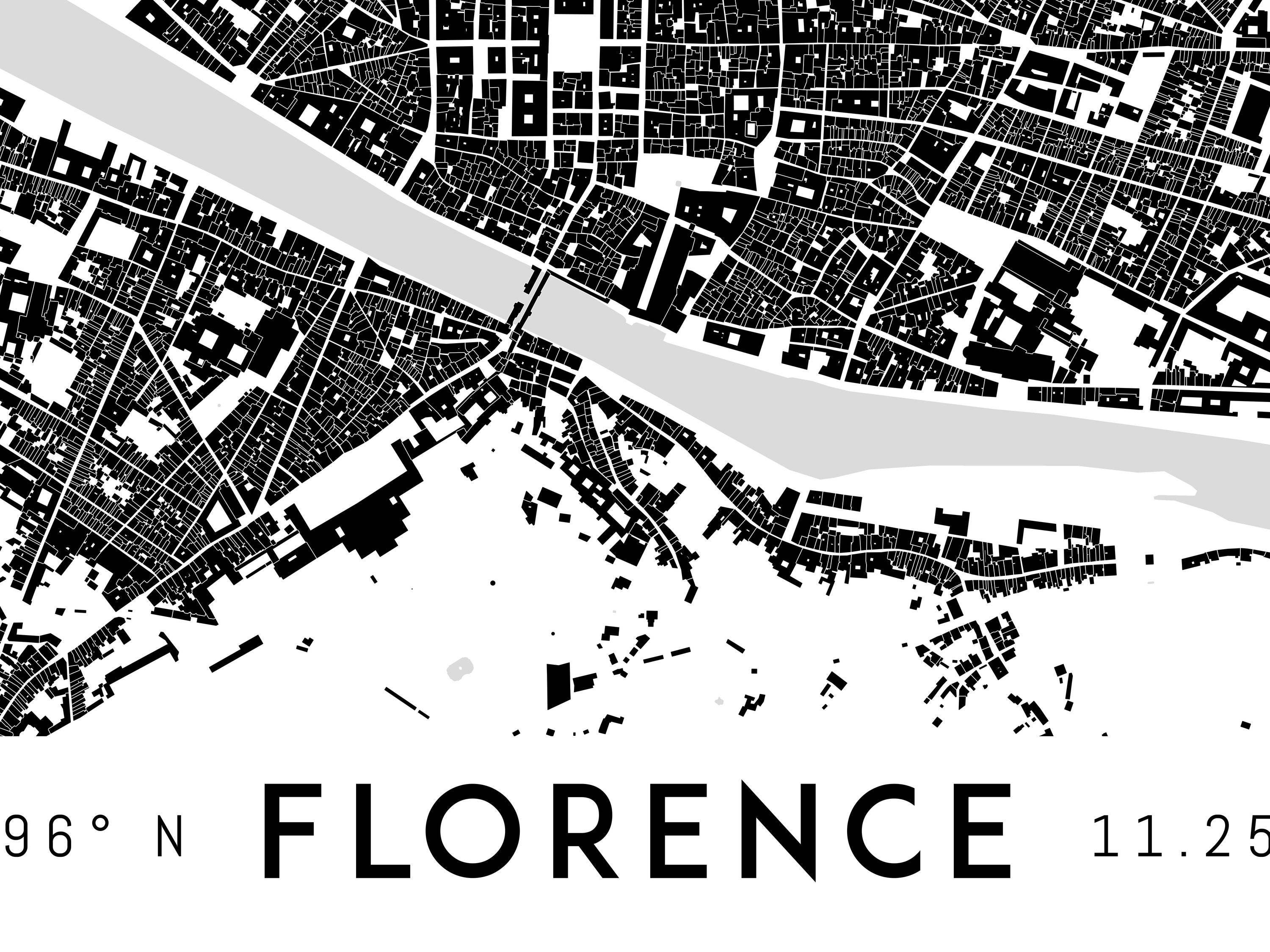 Florence map print Printable Firenze map art Firenze print | Etsy
