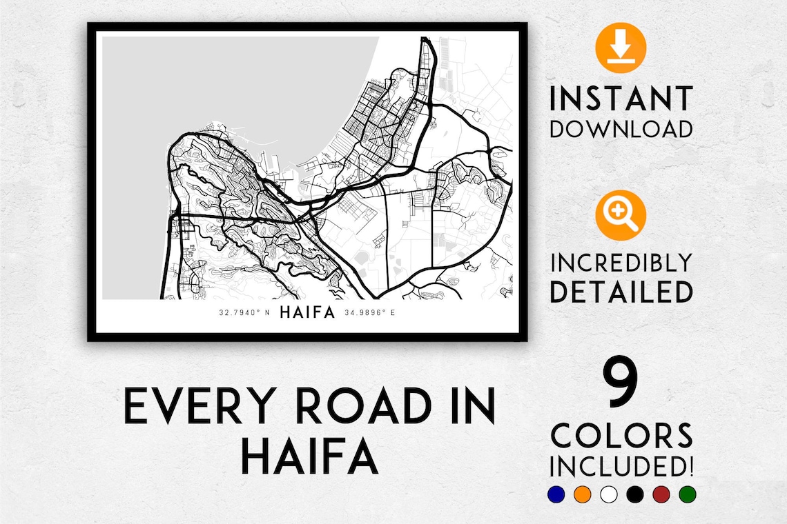 Haifa Map Print Haifa Print Haifa City Map Israel Map | Etsy