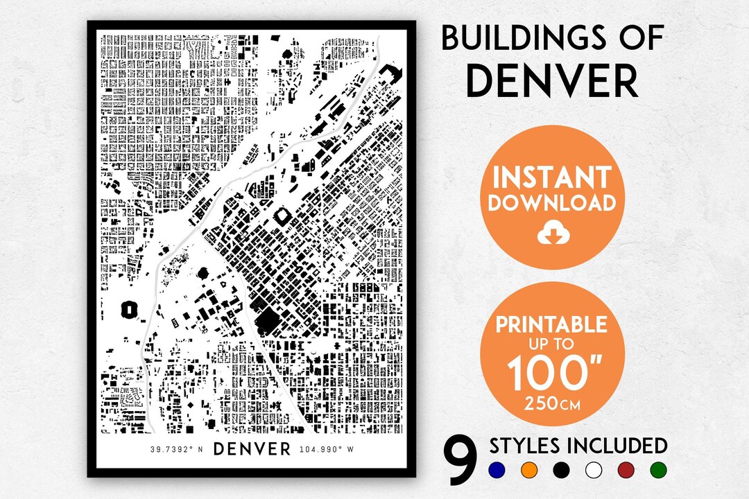 Denver Map Print, Denver Print, Denver City Map, Colorado Map, Denver ...