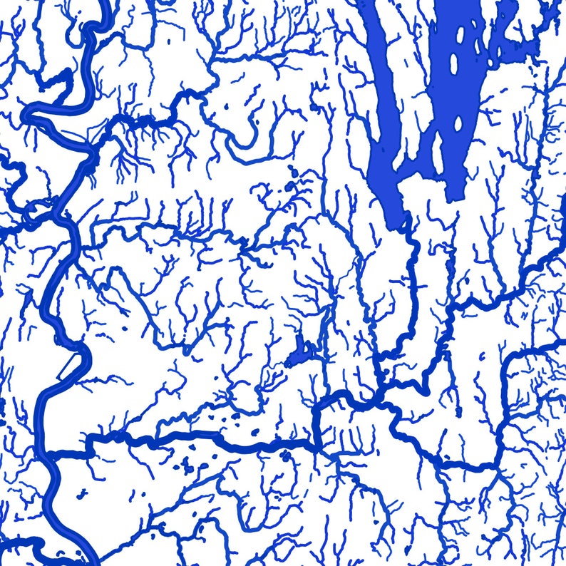 Massachusetts Rivers Map Art Print: Detailed Waterways (digital ...