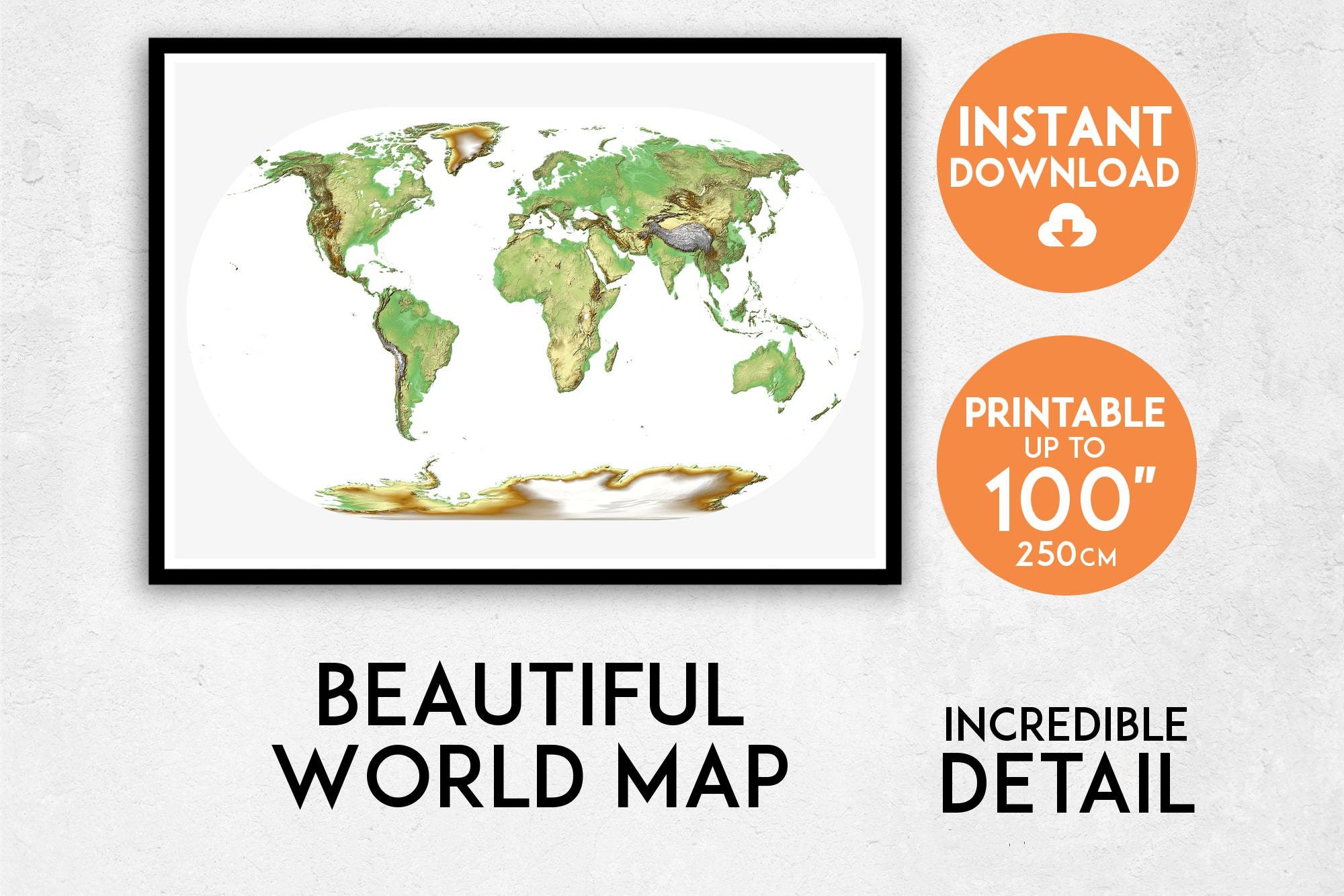 Beautiful World Map art Printable World map print Travel map | Etsy