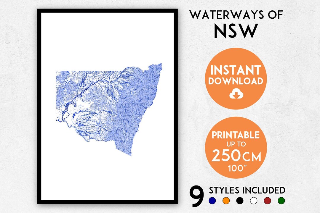 NSW Map Print, NSW Print, Australia Map, Australia Print, NSW Poster ...