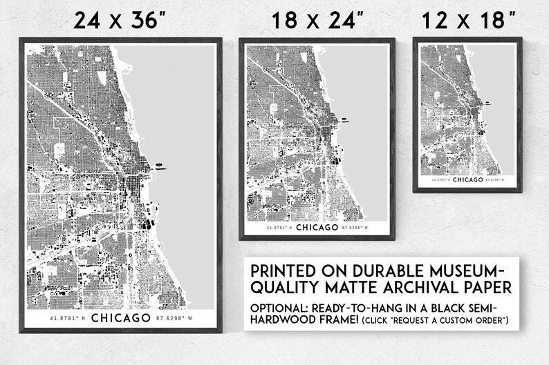 Buildings of Chicago Print Physical Chicago Map Print - Etsy