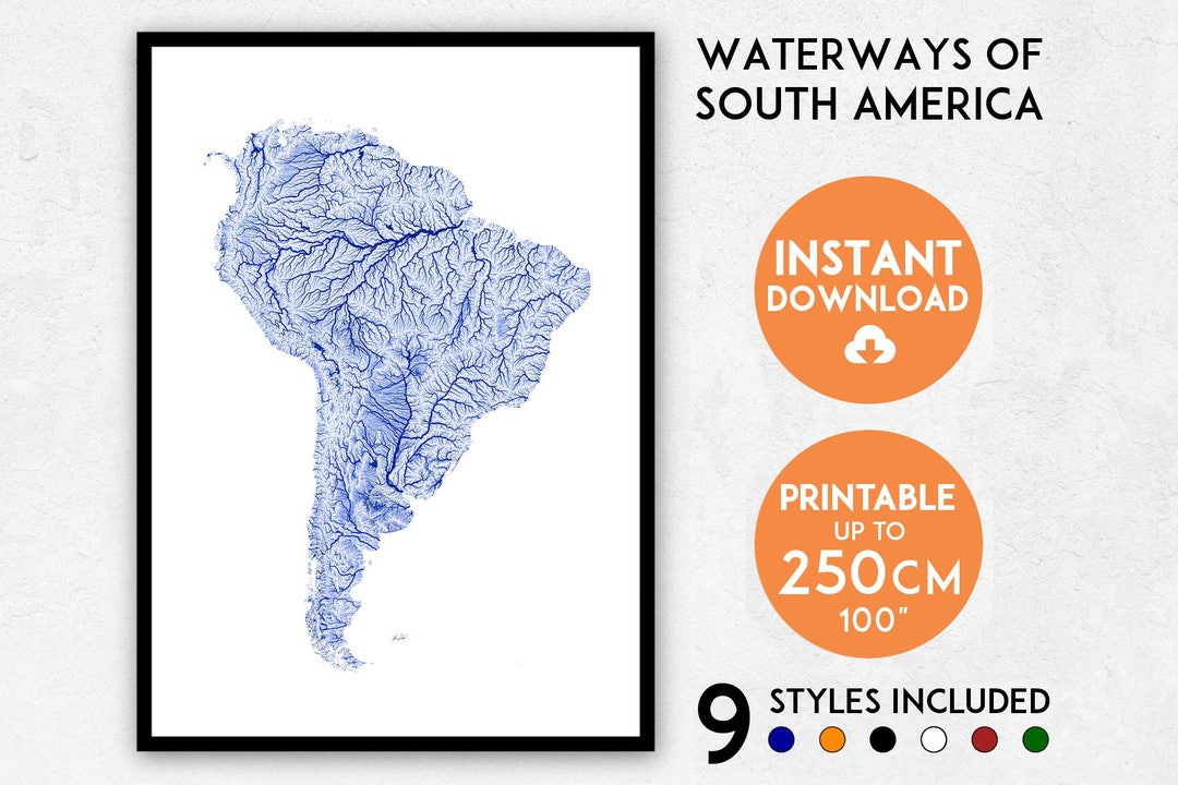 South America Map Print, South America Print, South America Poster ...