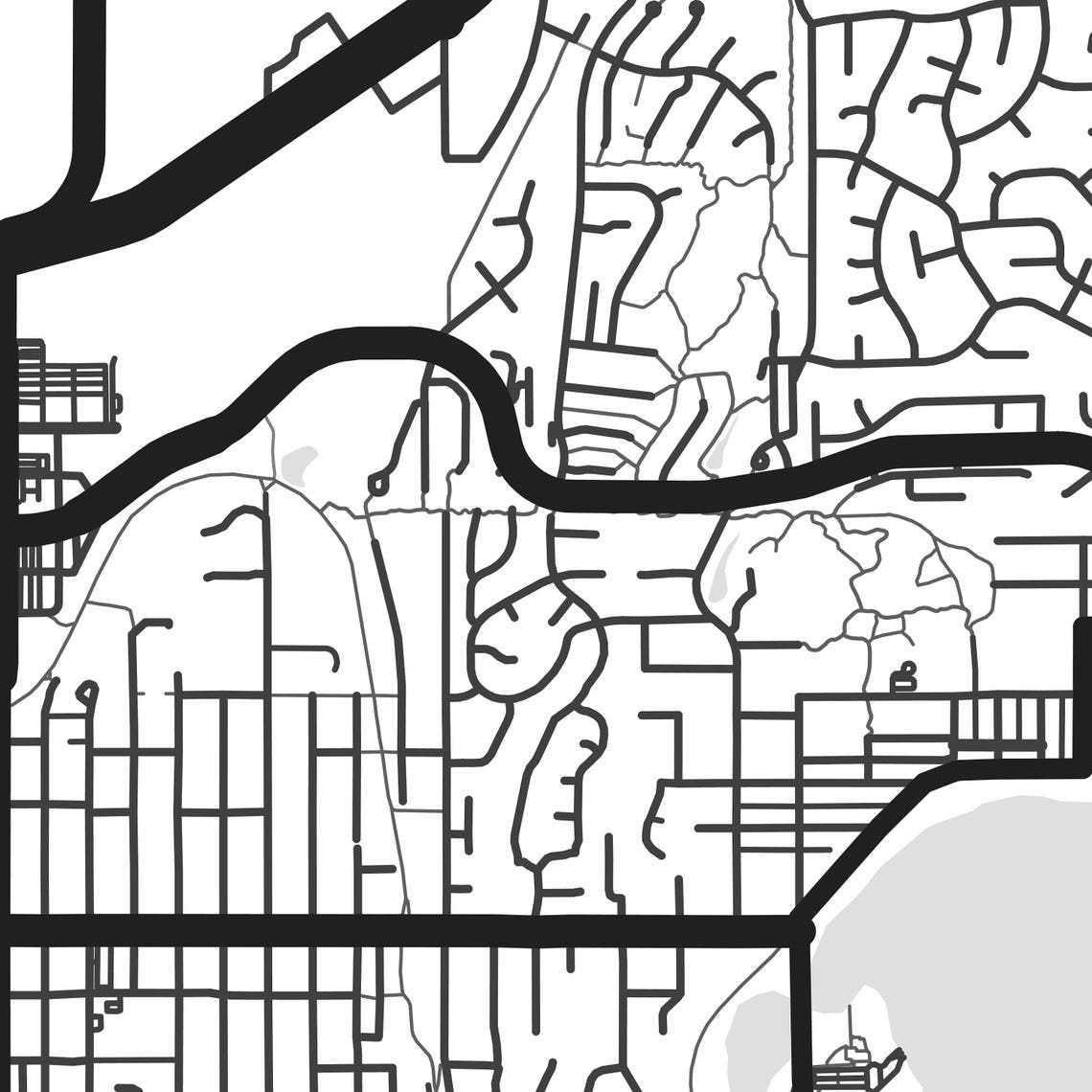 Bellingham Map Art Print: Detailed City Roads (digital Download) - Etsy