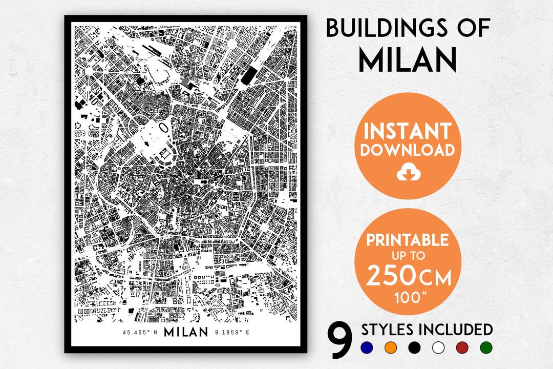 Milan Map Print, Milan Print, Milan City Map, Italy Map Print, Milan ...