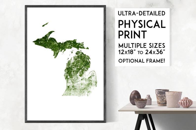 Forests of Michigan Poster Print Physical Michigan Map - Etsy